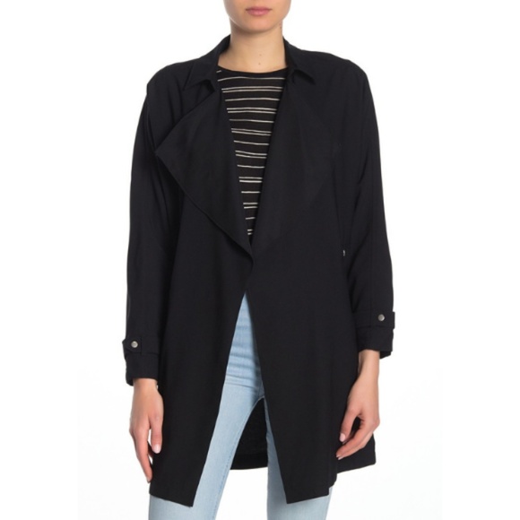 Sebby | Jackets & Coats | Nwt Sebby Draped Open Front Trench Coat Black ...